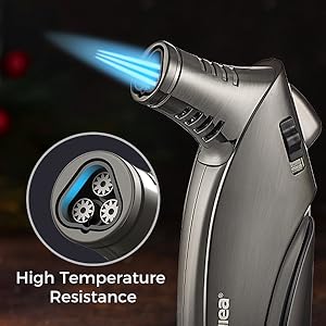 Amazon.com: Kollea Torch Lighter, Triple Jet Flame Butane Cigar Lighter with Punch and Safety ...
