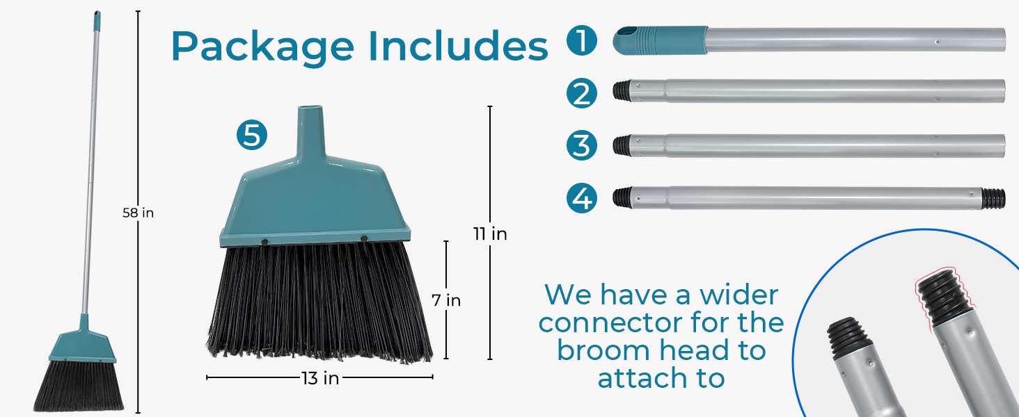 Amazon.com: SONCAL 58 Inch Heavy Duty Commercial Soft Bristle Broom ...