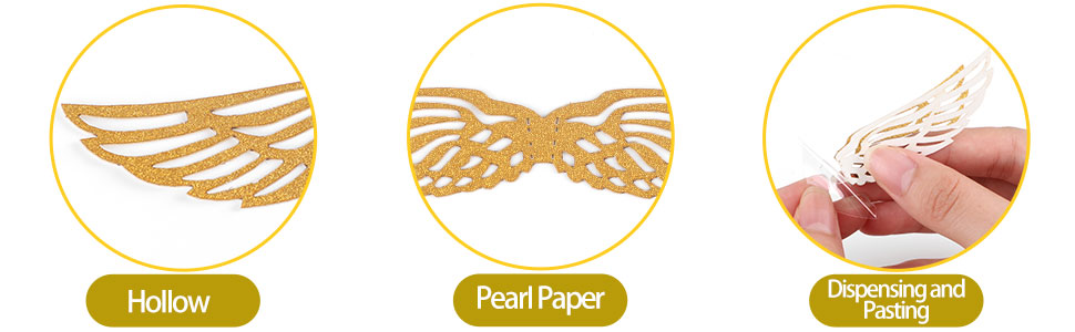 Amazon.com: CCINEE 50 Pcs Gold Glitter Wings Wizard Chocolate Decoration Cupcake Toppers ...