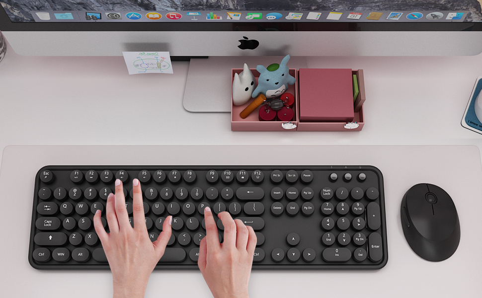 Amazon.com: Wireless Keyboard and Mouse, KOOTOP Cute Black Keyboard and ...