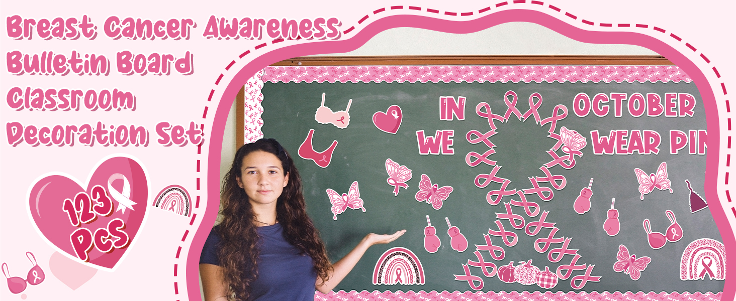 Amazon.com : CPicdn 123Pcs Pink Ribbon Breast Cancer Awareness Bulletin ...