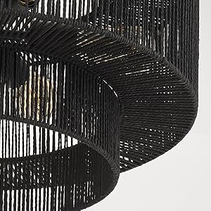 Widluth Hand-Woven Rattan Chandelier Vintage 6-Light Farmhouse Boho ...