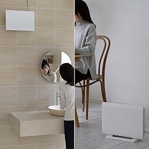 Amazon.co.jp: [山善] ミニ パネルヒーター 足元 (壁掛け/床置き 2WAY仕様) 温度調節機能付 冷え対策 デスク下 机下 トイレ 脱衣所 小型 ホワイト DP-SD30(W ...