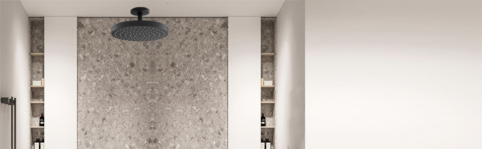 DOLGABA Straight Shower Arm with Flange, Ceiling Mount 3" Rainfall Shower Head Arm Extension ...