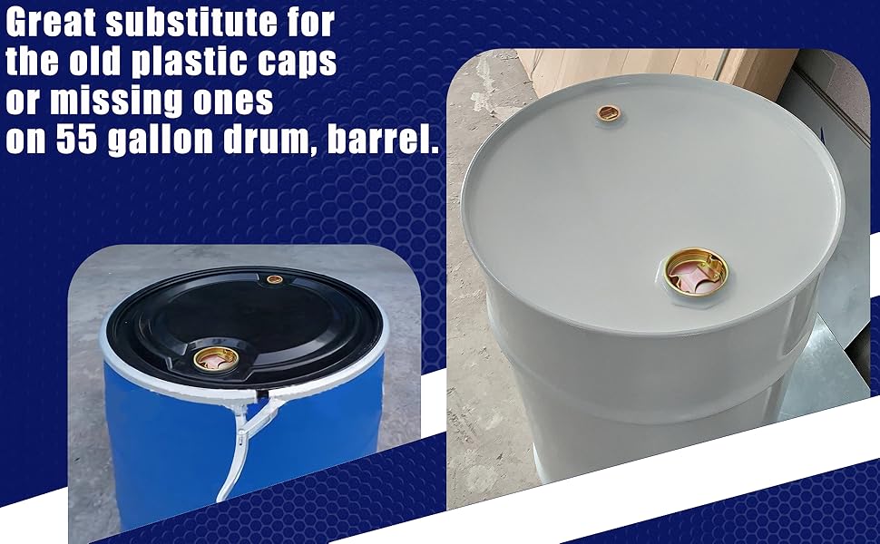 HOUYA Tapones de tapón para tambor de 55 galones, tapas de tapón de acero de 2 pulgadas y 3/4 ...