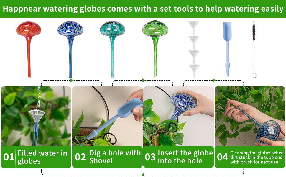 Amazon.com : Plant Watering Globes 3.5", 4Pcs Large Self Watering Planter Insert Glass Plant ...