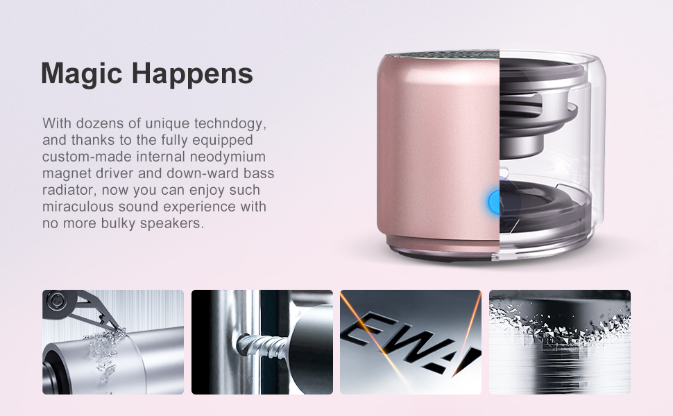 EWA A106 Bluetooth Speaker, Mini Portable Wireless Speaker, HD Sound and Enhanced Bass, with Eva ...