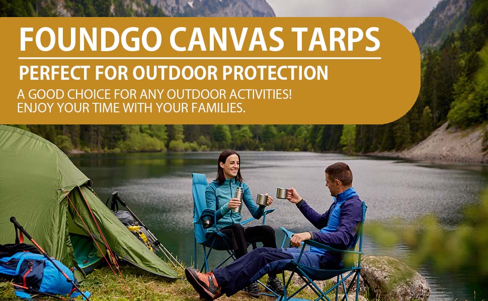 Amazon.com: FoundGo 10'*16' Canvas Tarp 22 Mil Heavy Duty Waterproof Tarps with GrommetsL, UV ...