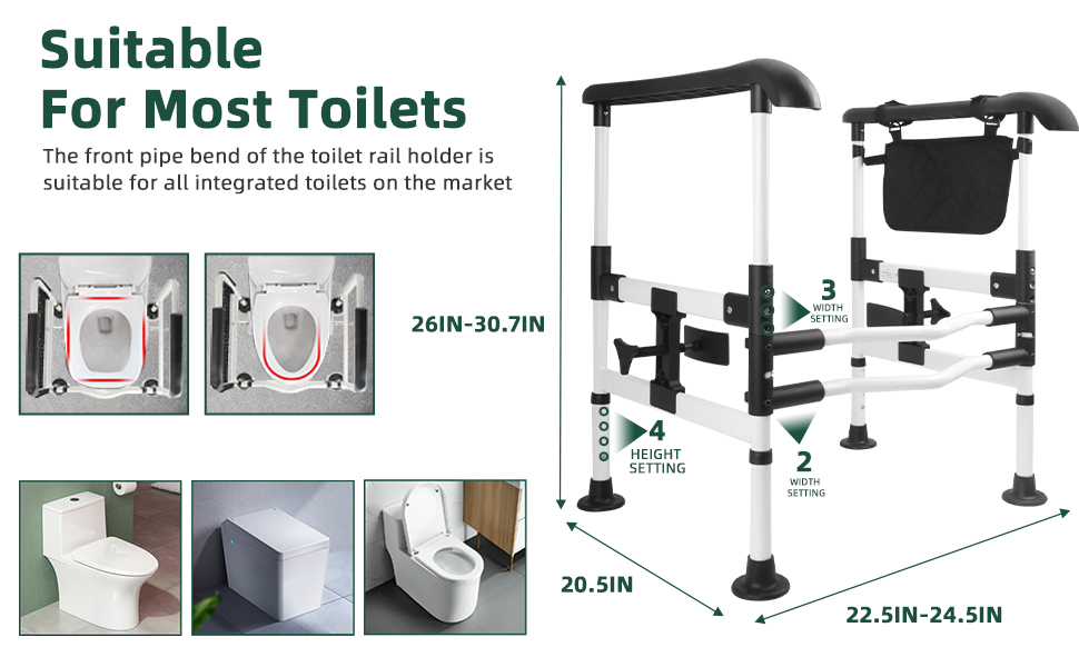 Amazon.com: Boiarc Toilet Safety Rails, Toilet Safety Frame with Handles, Heavy Duty Toilet ...