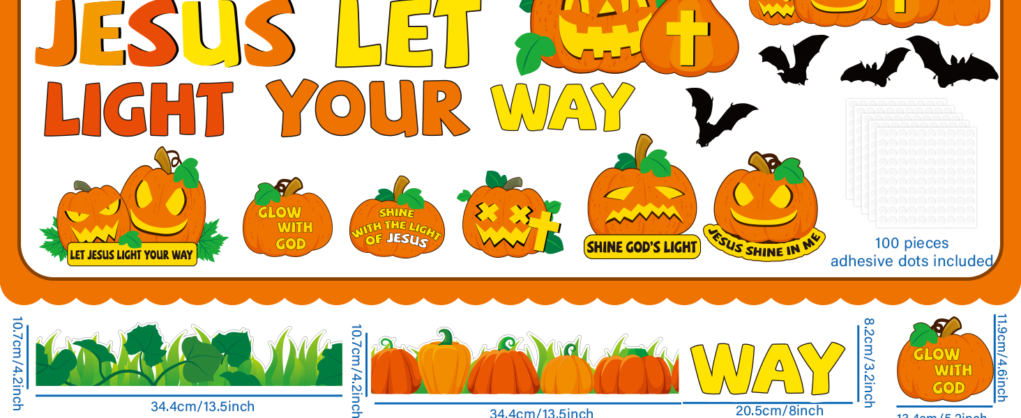 Amazon.com : 83Pcs Fall Christian Pumpkin Bulletin Board Set Let Jesus ...
