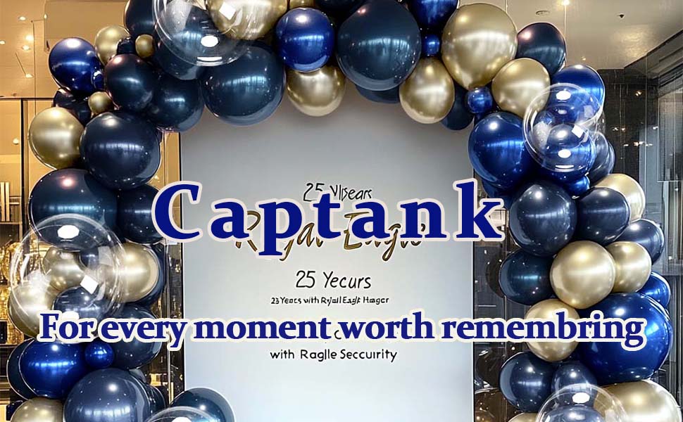 Amazon.com: Royal Blue Gold Balloon Arch Double Stuffed Latex Bobo Pearl Gold Balloon Garland ...