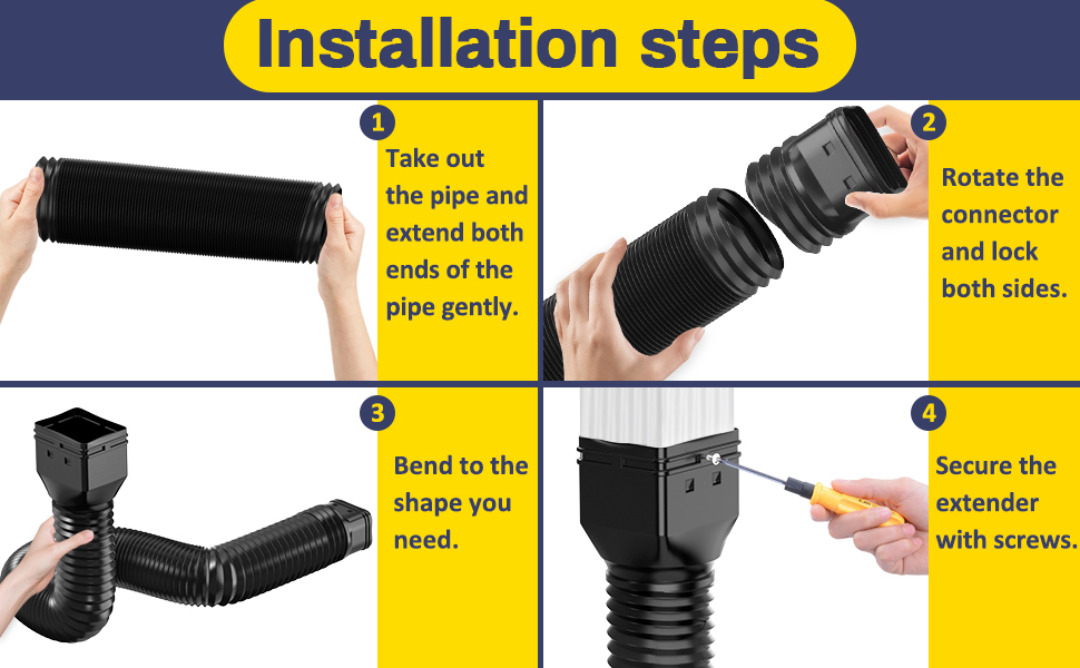 Fixmend 2 Packs Gutter Downspout Extensions Extra Long, Drain Downspout ...