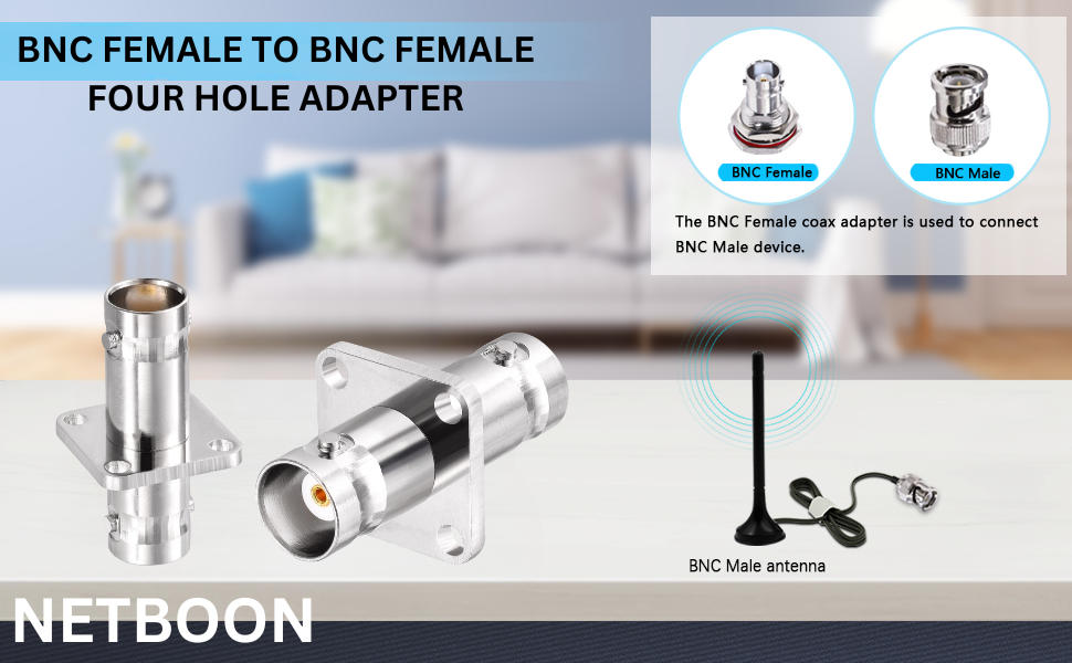 BNC Female to BNC Female 4 Hole Panel Mount Adapter BNC Flange Straight RF Coax Connector (1 ...