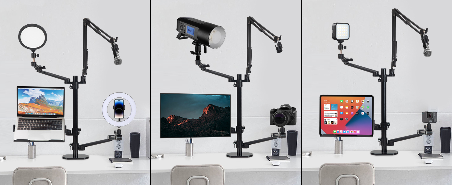 Amazon.com : TARION Camera Arm Mount for Streaming: 4-in-1 Overhead Camera Desk Mount Stand ...