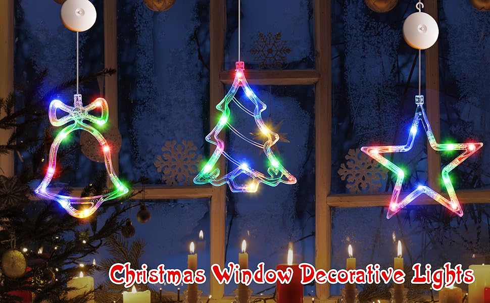 LYUBASA [Timer] 3Pcs Christmas Window Lights Decorations, Battery ...