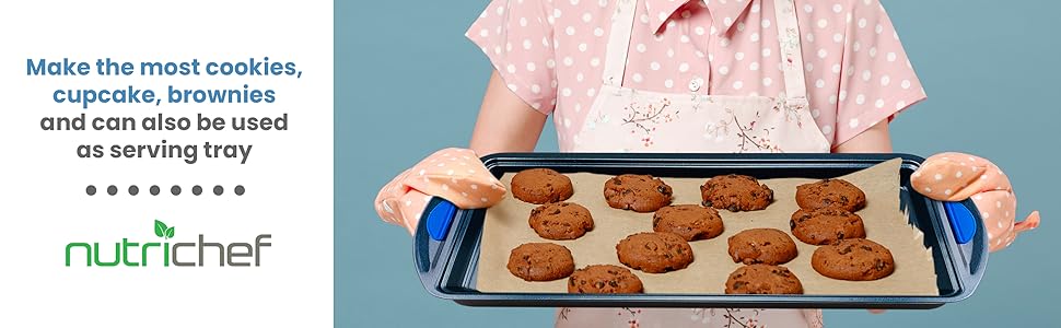 Amazon.com: NutriChef 3-Piece Nonstick Cookie Sheets for Baking ...