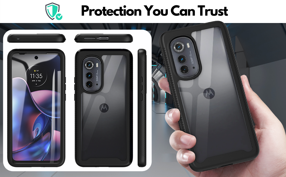 Amazon.com: CBUS Heavy-Duty Phone Case with Built-in Screen Protector Cover for Motorola Edge ...