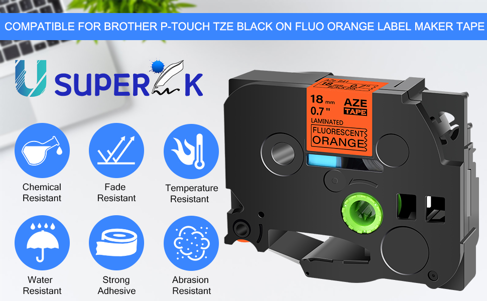 USUPERINK 3PK Compatible for Brother P-Touch TZe-B41 TZeB41 TZB41 TZ-B41 Black on Fluorescent ...