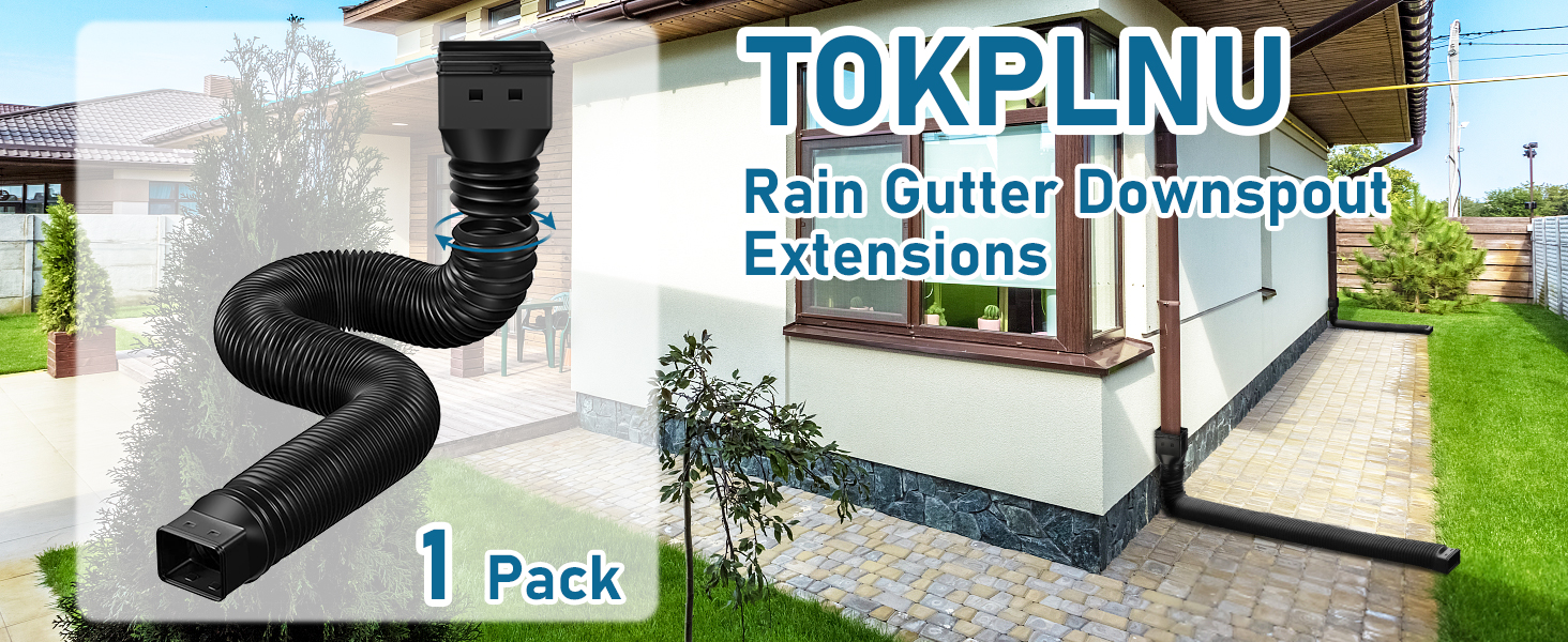 Rain Gutter Downspout Extension Flexible Down Spout Extender, Black ...