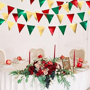 Amazon.com: Christmas Party Decorations Triangle Pennant Banner Flag ...