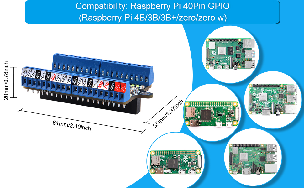 Amazon.com: GeeekPi Micro GPIO Terminal Block Breakout Module with GPIO Status LED for Raspberry ...