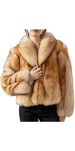 LVCOMEFF Women Natural Red Fox Silver Fox Fur Coat Furry Luxurious at Amazon Women's Coats Shop