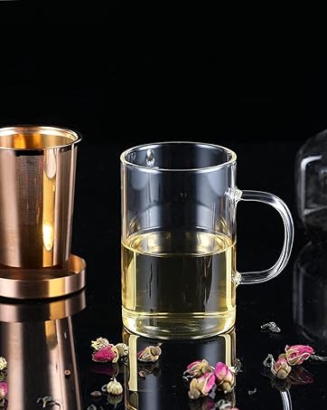 Amazon.com: ecooe 16.9 Oz Borosilicate Glass Tea Mug Cup Tea Glasses ...