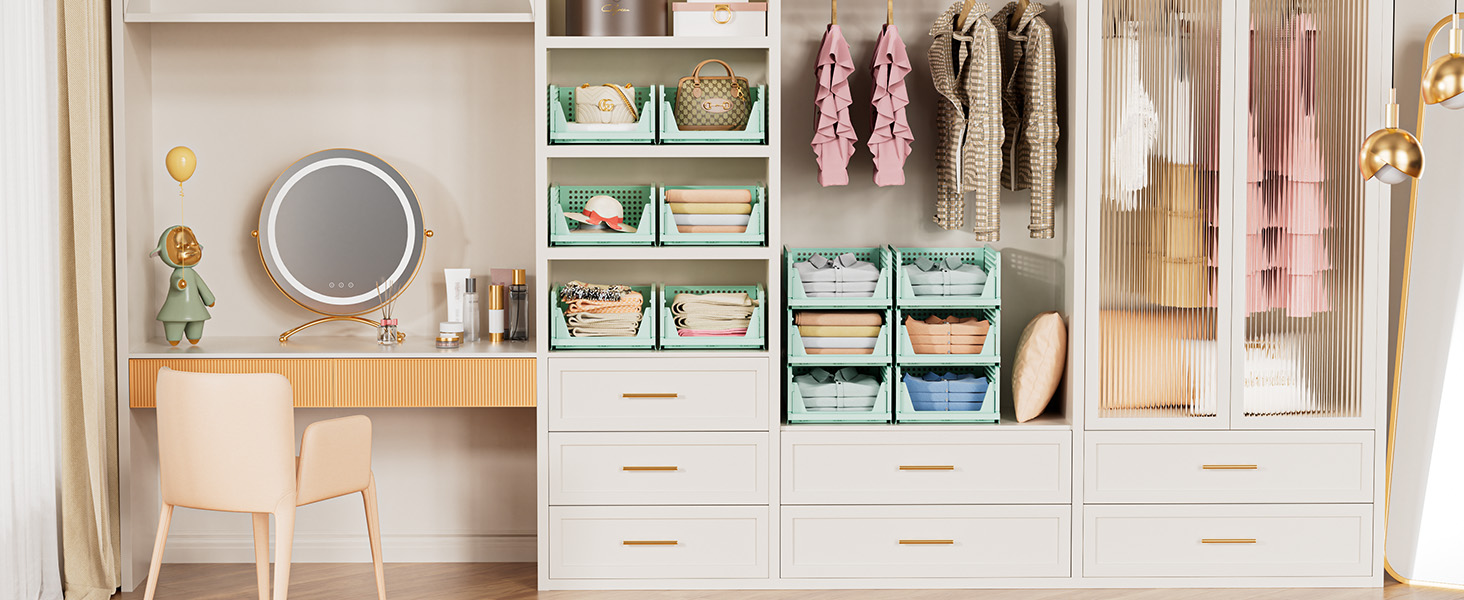 Amazon.com - 5 Pack Stackable Closet Storage Basket - Stackable Storage ...