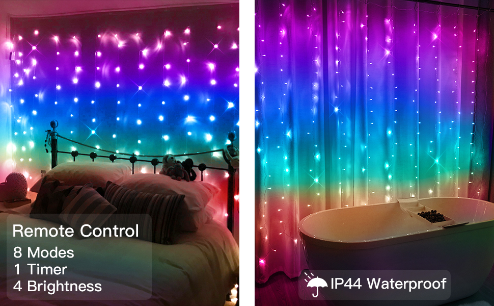 Amazon.com: suddus Curtain Lights for Bedroom, 192 Led 8.3ft x 5.25ft ...