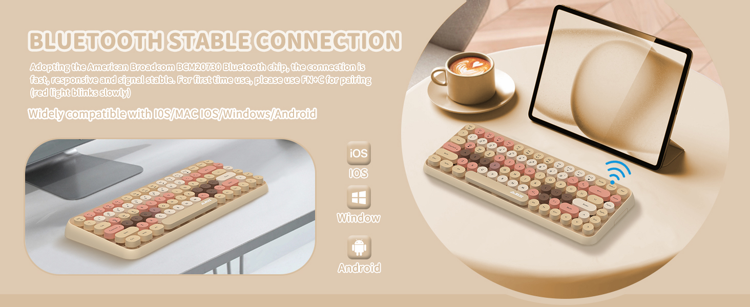Felicon Wireless Bluetooth Keyboard Mini Portable 84 Key Keyboard Compatible With