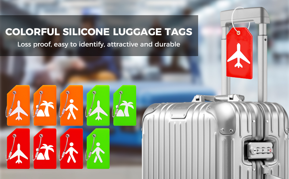 Amazon.com | CPCOIN Luggage Tags for Suitcases 2 Pack Quickly Spot Silicone Traveling Bag Labels ...