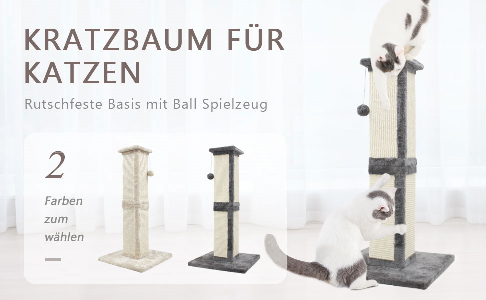 SONGWAY Hoher Katzen Kratzbaum - Kratzstamm für Katzen, Katze Kratzsäule aus Sisal ...