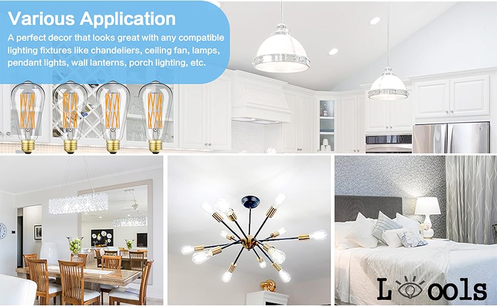 Leools Vintage LED Edison Dimmable 15W Led Filament Light Bulbs ST64 1300 Lumen 4000K Daylight ...