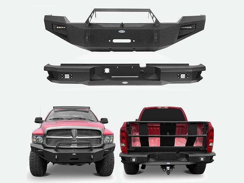 Amazon.com: Hooke Road Ram 2500 Full Width Front Bumper and Rear Bumper w/Winch Plate for 2003 ...