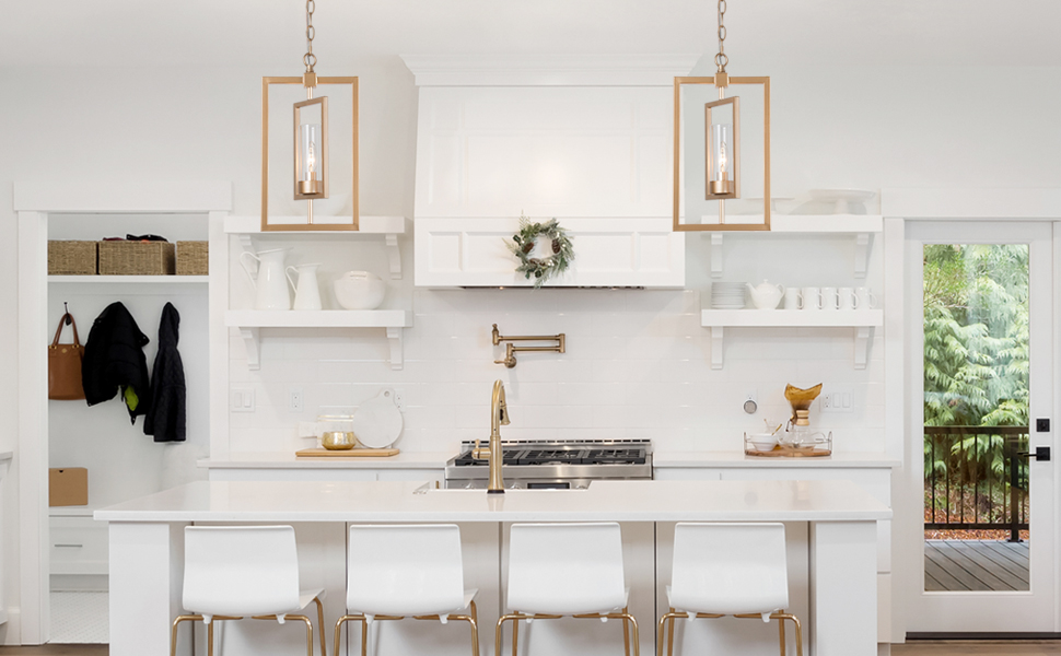 Optimant Lighting Gold Pendant Lighting for Kitchen Island, 1-Light ...