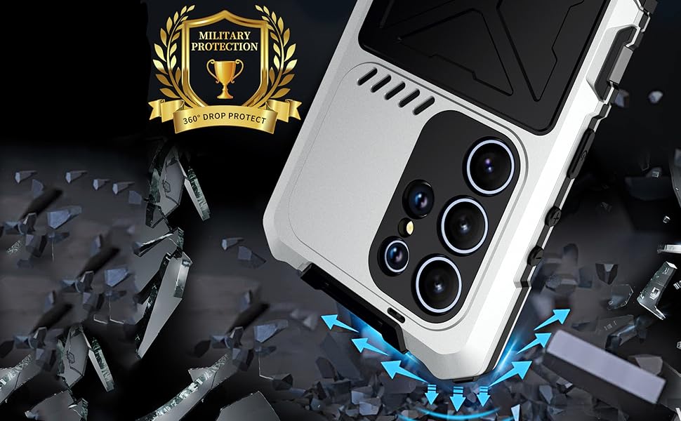 Amazon.com: Lunivop for Samsung Galaxy s24 Ultra Case Heavy Duty Metal Aluminium Bumper Built in ...