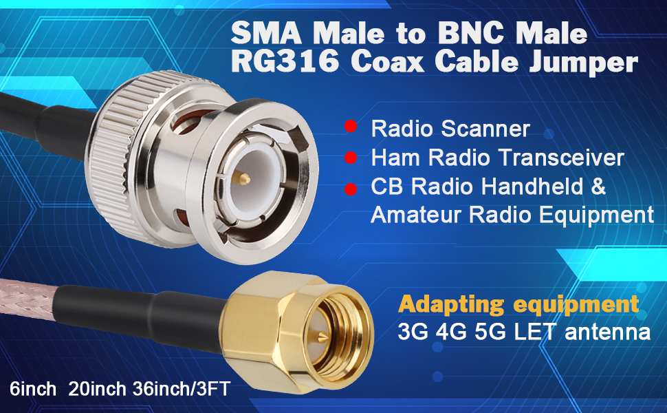 Amazon.com: CAPChang 3FT BNC Low Loss Patch Cord RG316 Coax BNC Cable, SMA BNC Adapter Cable Kit ...