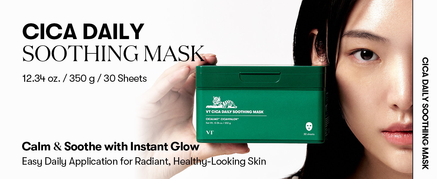 Amazon.com : VT COSMETICS Daily Soothing Mask 30ea, Facial Sheet Mask for Moist & Hydrating, 30 ...