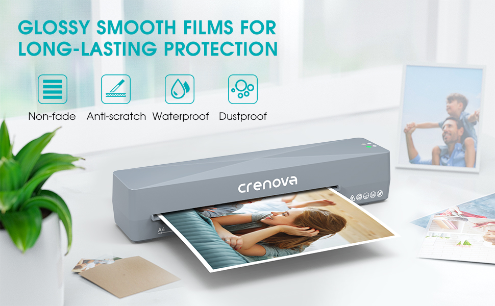 Crenova A4 Laminator, Thermal Laminator Machine for Hot and Cold Settings with 10 Laminating ...