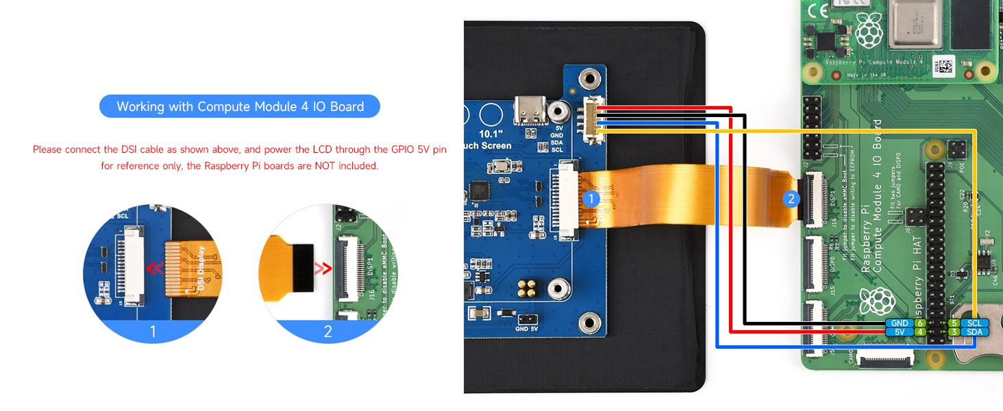 Amazon.com: Waveshare 7inch DSI Capacitive Touch Display 2, Compatible ...