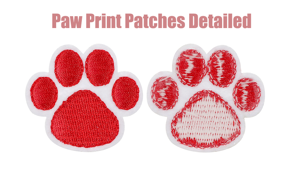 Amazon.com: Gadpiparty 20Pcs Red Dog Paw Print Embroidered Sew on ...
