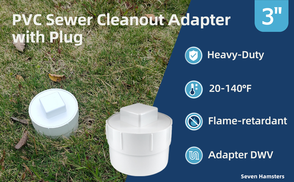 Amazon.com: 3" PVC Sewer Cleanout with Plug Adapter Pipe Fitting DWV ...