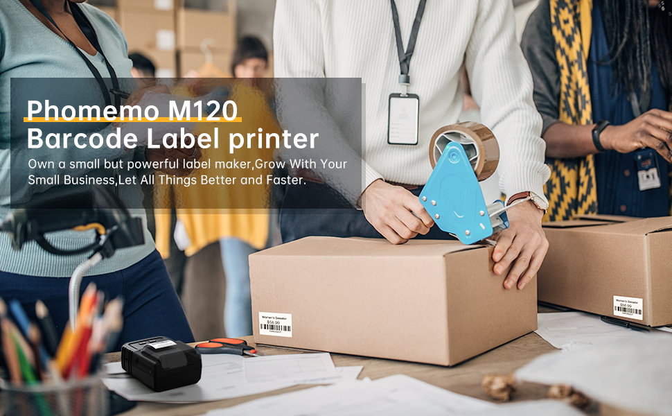 Phomemo M120 Label Maker- Barcode Printer Bluetooth Thermal Label Maker Machine 2 Inch 50mm ...