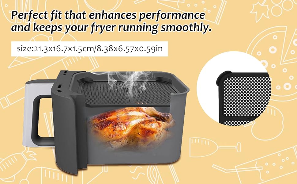 Air Fryer Splatter Screen,2pcs Air Fryer Accessories for Ninja AF400/AF451/DZ401,Silicone Air ...