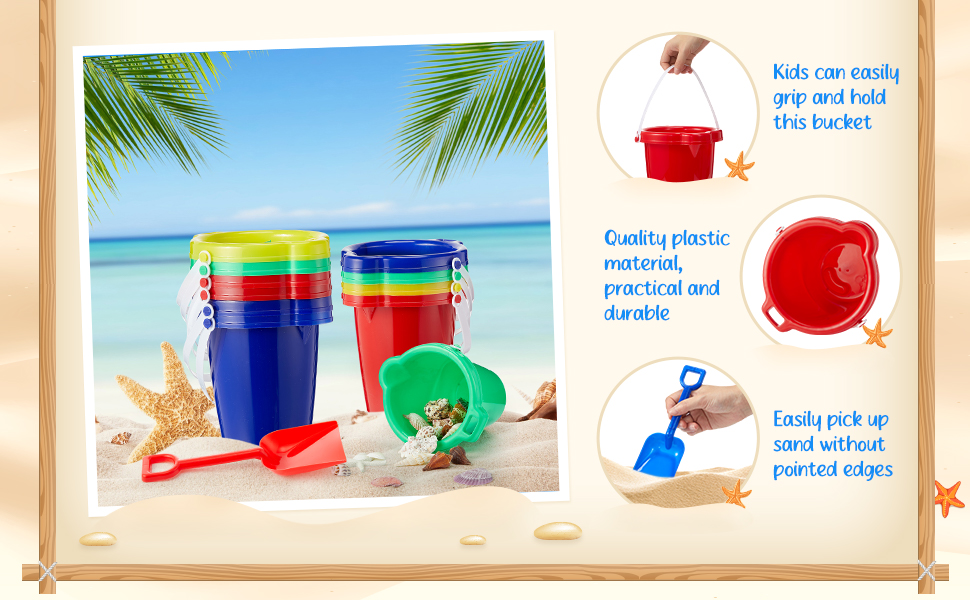 Amazon.com: Didaey 7.5 Inch Beach Buckets and Shovels Plastic Sand ...