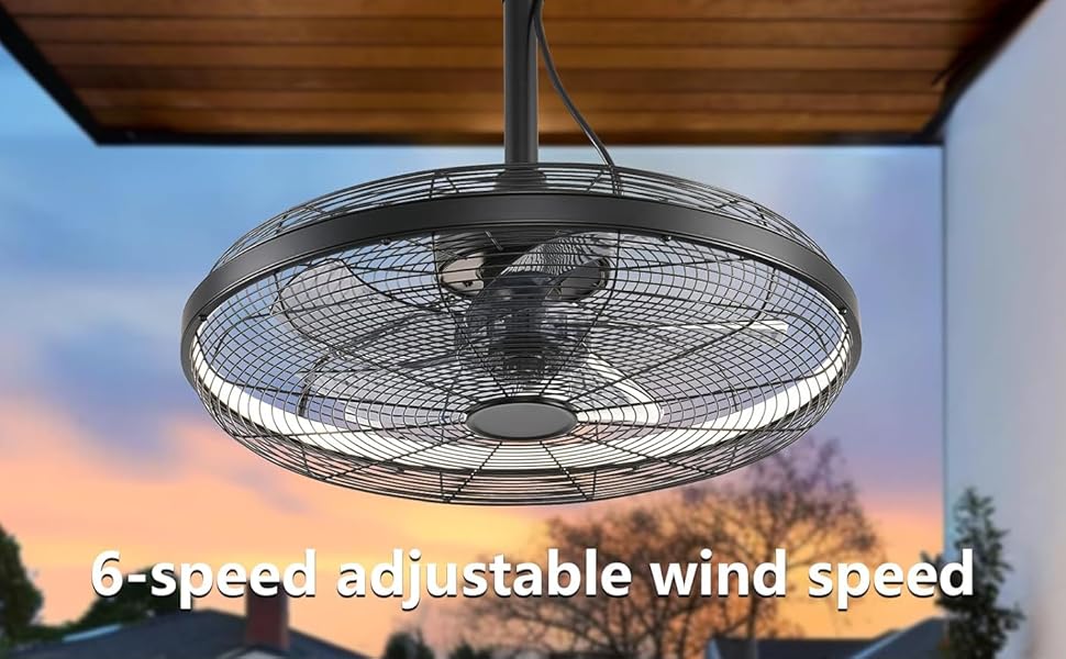 AHAWILL Ventilateur de plafond extérieur avec lumières, 50,8 cm, ventilateur de plafond à ...