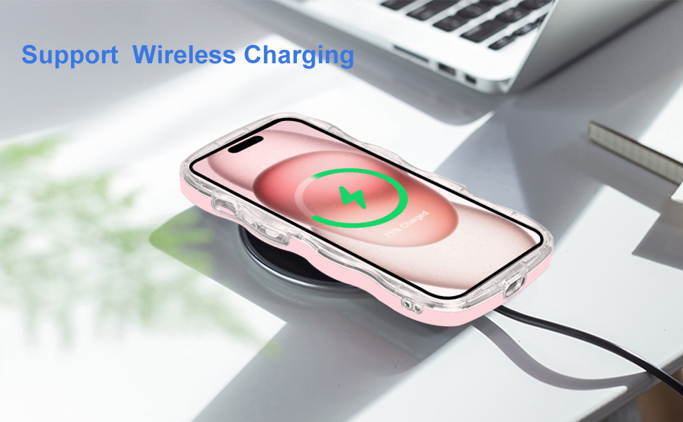 Amazon.com: Anuck for iPhone 15 Case Wavy Edge Clear Back Design, Anti-Slip Grip Cute Wave Curly ...