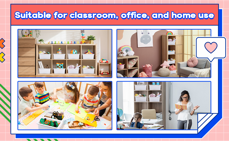 Amazon.com: Outus 24 Pcs Macaron Color Plastic Cubby Bins with Self ...