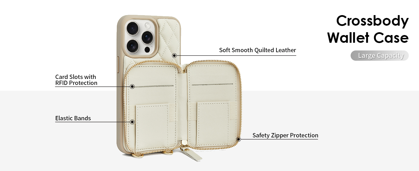 Amazon.com: LAMEEKU Compatible with iPhone 16 Pro Wallet Case with Card Holder,Quilted Leather ...