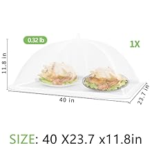 Amazon.com: Lauon Food Covers, 1 Extra Large (40"X23.7") & 4 (17"X17"), 5 Pack White Mesh Plate ...